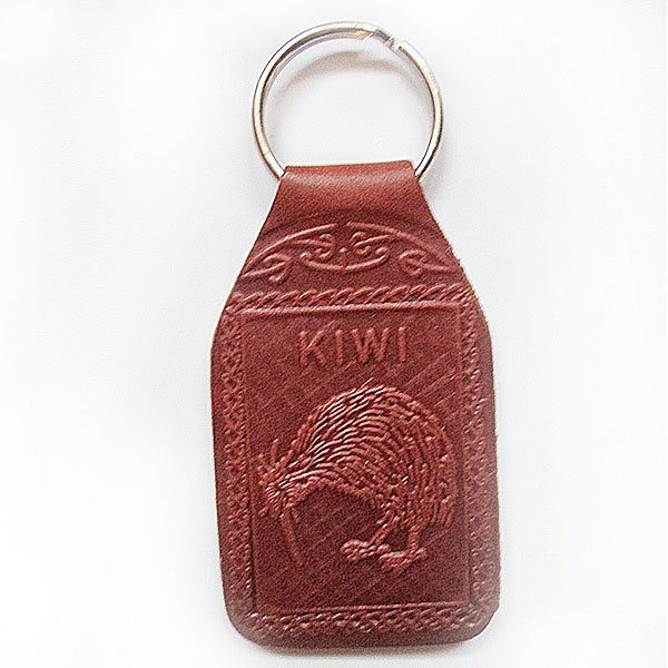 Stylish Leather Key Chain with Kiwi and New Zealand Map | Bowls Avenue